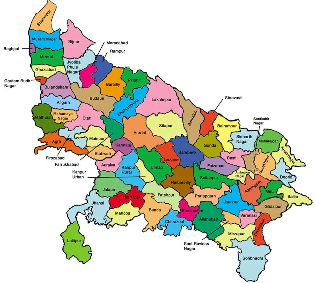Districts Map Of Uttar Pradesh MapSof